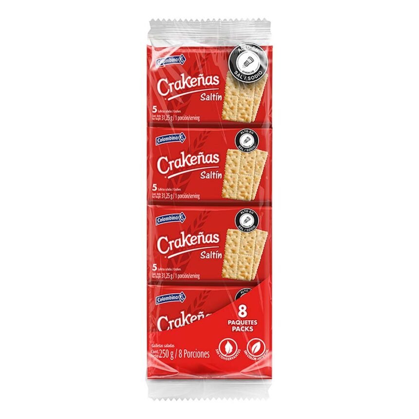 Crakeñas saltin X8 Paquetes-250 g - Distribuidora Dicoha | Bogotá Colombia
