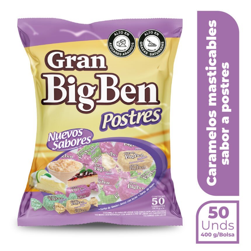 Nuevo Gran Big Ben Postres-Turrones Blandos x 50unds ( Mora-Limón-Arroz ...